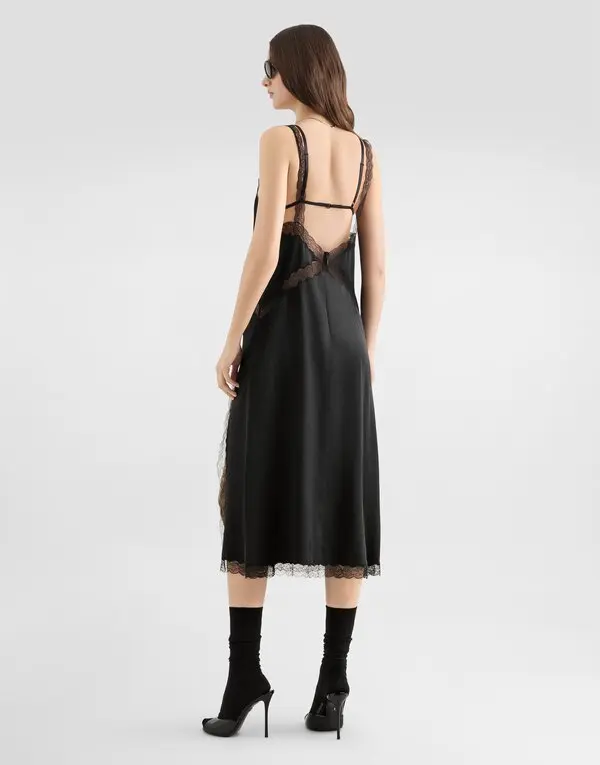 Dolce & Gabbana Silk Satin Slip Dress With Lace Trim