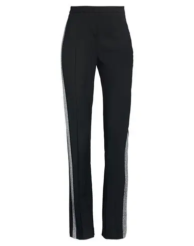 Pinko Viscose Wool Blend Straight Leg Pants With Crystal Side Stripes