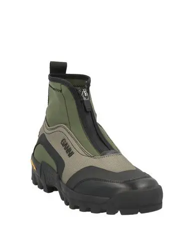 GANNI Ankle Boots With Zipper And Lug Sole - Green