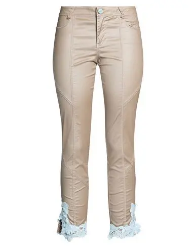 ELISA CAVALETTI BY DANIELA DALLAVALLE Cotton Blend Pants With Lace Trim - Beige