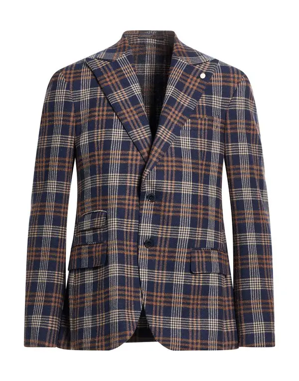 LUIGI BIANCHI MANTOVA Blazer Size Wool, Cotton, Polyamide, Polyester, Acrylic - Blue