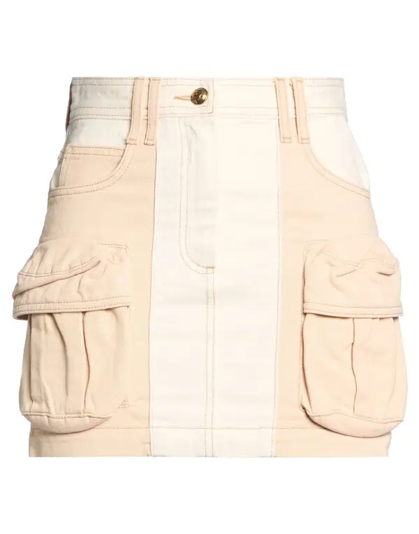 Liu Jo Two-tone Denim Mini Skirt With Leather Trims
