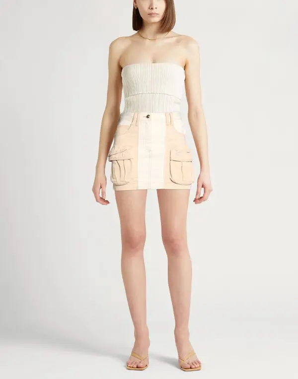 Liu Jo Two-tone Denim Mini Skirt With Leather Trims