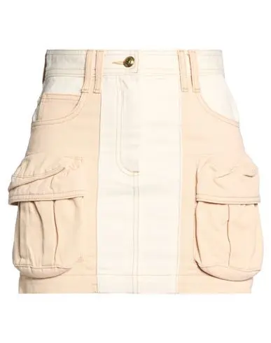 Liu Jo Two-tone Denim Mini Skirt With Leather Trims - Sand