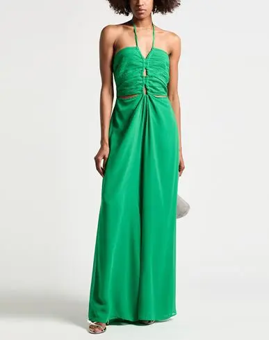 SUOLI Crepe Pleated Cutout Strapless Jumpsuit
