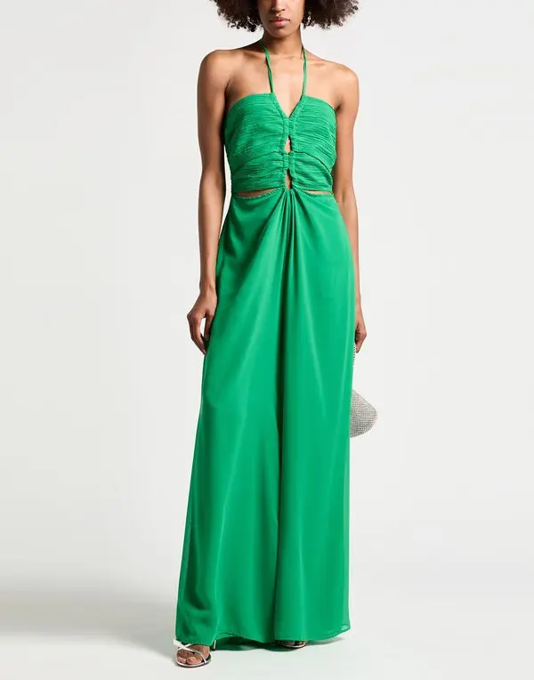 SUOLI Crepe Pleated Cutout Strapless Jumpsuit