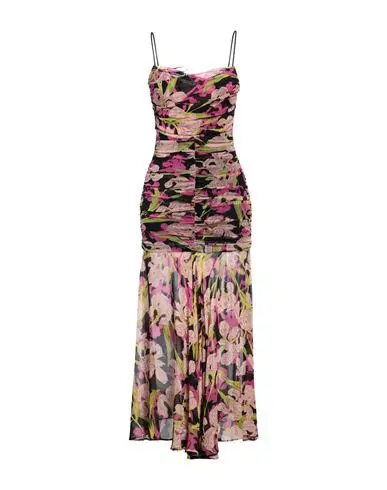 Pinko Floral Print Draped Midi Dress - Black