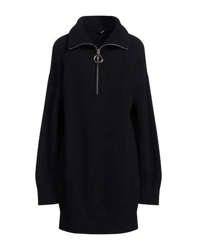 DONDUP Wool Ribbed-knit Mini Dress With Half-zip Neckline