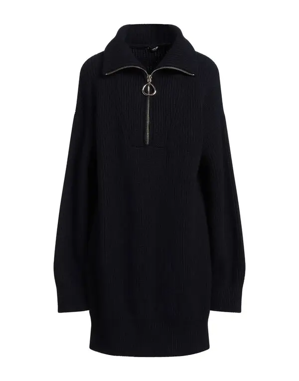 DONDUP Wool Ribbed-knit Mini Dress With Half-zip Neckline