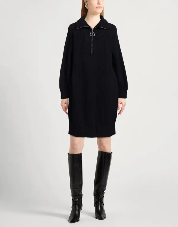 DONDUP Wool Ribbed-knit Mini Dress With Half-zip Neckline