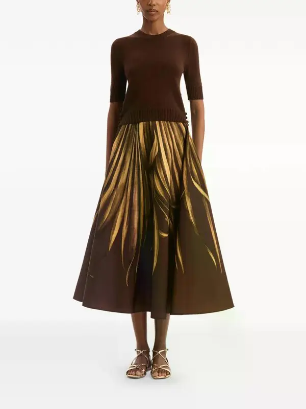 Oscar De La Renta Button-detail Mock Neck Pullover - Brown