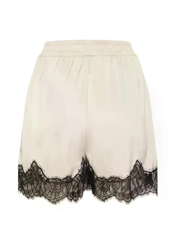 GESTUZ Lace-trimmed Satin Shorts - Neutrals