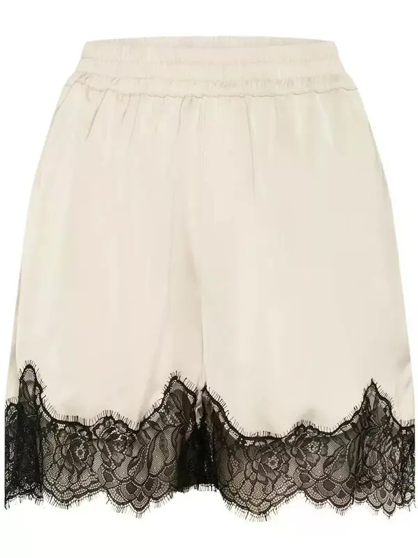 GESTUZ Lace-trimmed Satin Shorts