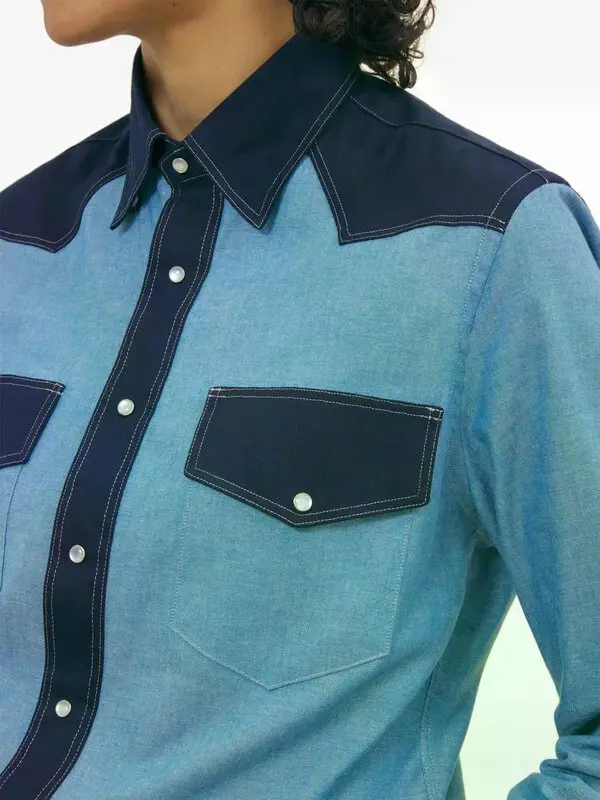 NICHOLAS DALEY Western Panelled Shirt - Blue