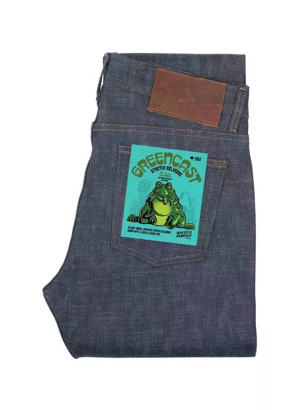 Naked & Famous Denim Weird Guy Greencast Stretch Selvedge Jeans - Blue