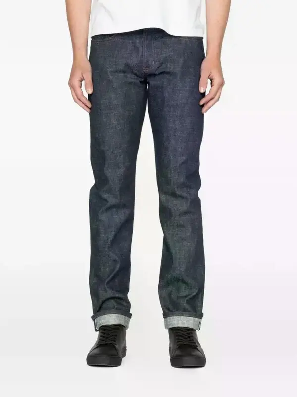 Naked & Famous Denim Weird Guy Greencast Stretch Selvedge Jeans - Blue
