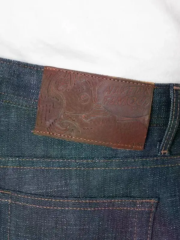 Naked & Famous Denim Weird Guy Greencast Stretch Selvedge Jeans - Blue