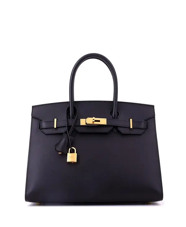 Hermès Birkin 30 Handbag Black Madame With Gold Hardware - Noir