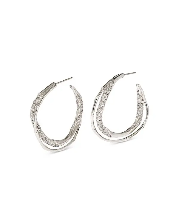Alexis Bittar Crystal Twist Hoop Earrings - Silver