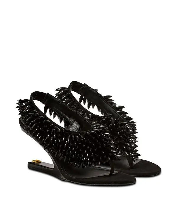 Balmain Beaded Wedge Sandals
