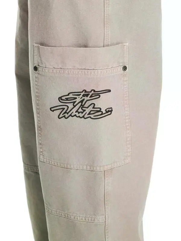 Off-White Script Cotton Cargo Pants - Neutrals