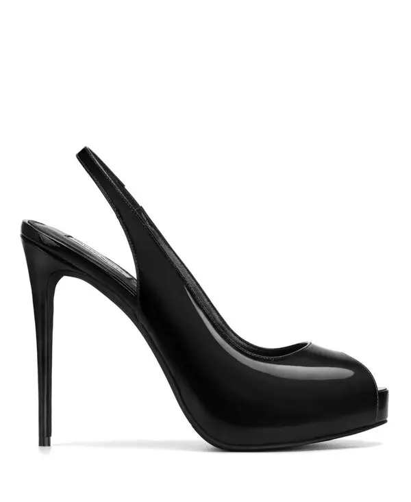 NAKED WOLFE River Peep-toe Slingback Heels In Patent Leather - Black