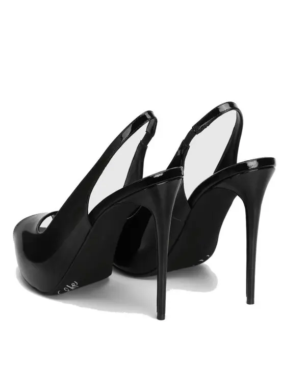 NAKED WOLFE River Peep-toe Slingback Heels In Patent Leather - Black