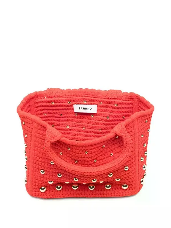 Sandro Stud-embellished Crochet Tote Bag - Red