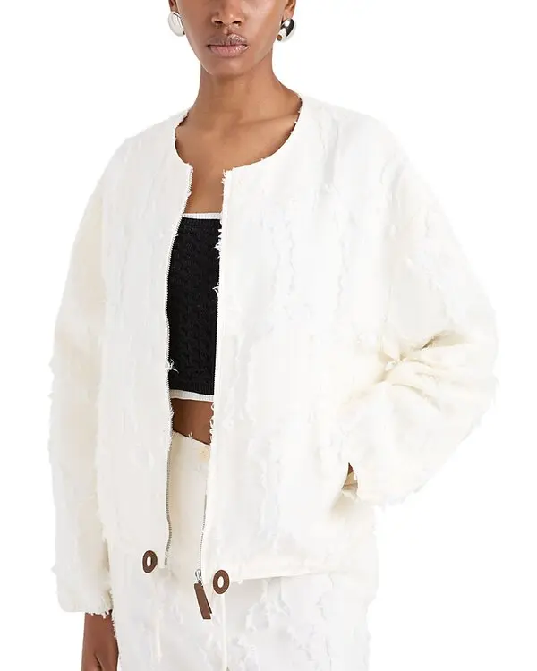 Proenza Schouler White Label Madigan Fringe Jacquard Jacket - Off White