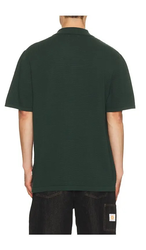 RHYTHM Textured Knit Shirt In Dark Green