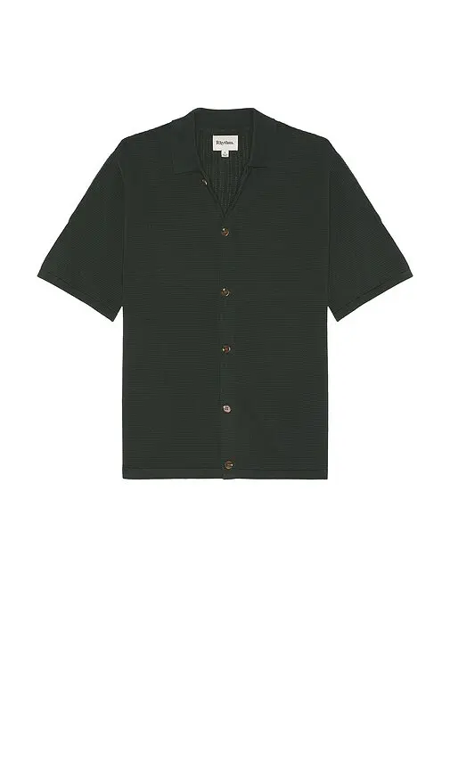 RHYTHM Textured Knit Shirt In Dark Green