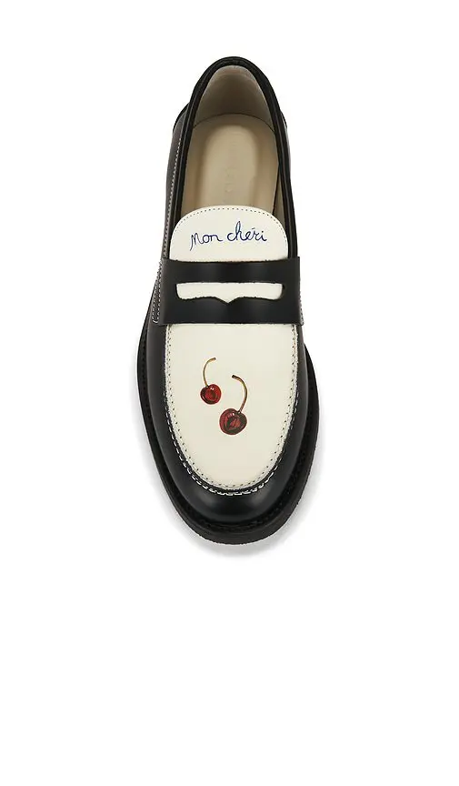 DUKE + DEXTER Wilde Cherry Penny Loafer In Black - Black & White