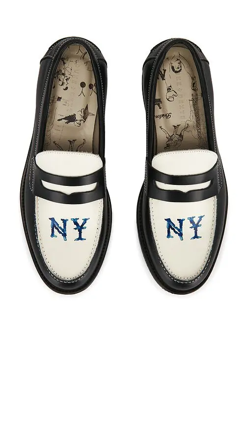 DUKE + DEXTER Wilde Ny Penny Loafer In Black - Black & White