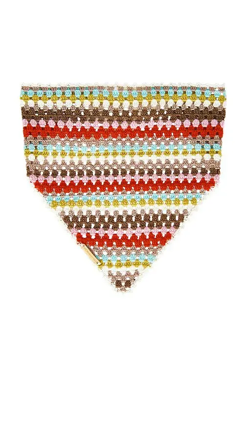 My Beachy Side Multi Striped Hand Crocheted Bandana In Red - Multi Red