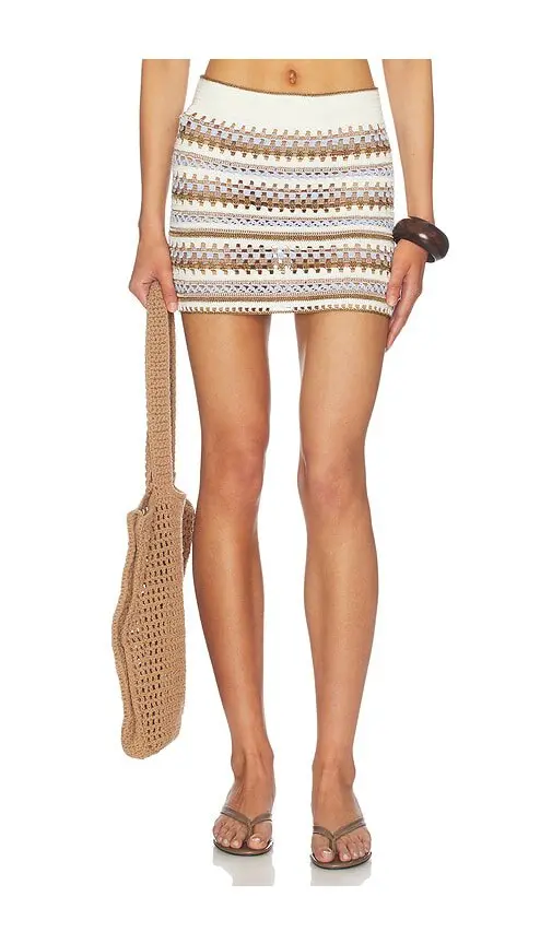 My Beachy Side Hand Crocheted Mini Skirt - Blue Striped