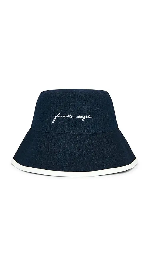 FAVORITE DAUGHTER Color Block Canvas Bucket Hat - Dark Wash