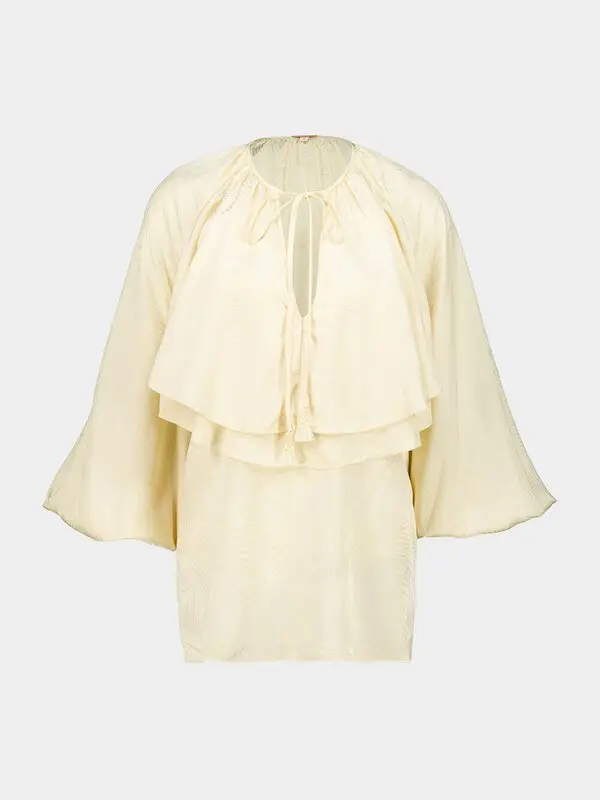Johanna Ortiz Ecru Jacquard Viscose Top