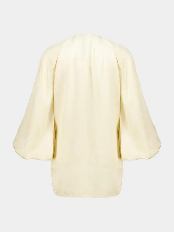 Johanna Ortiz Ecru Jacquard Viscose Top