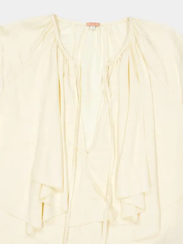 Johanna Ortiz Ecru Jacquard Viscose Top