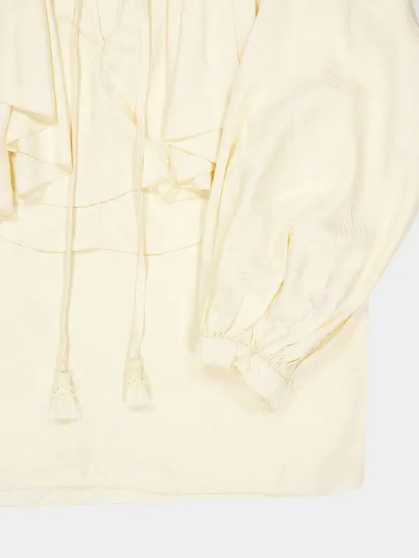 Johanna Ortiz Ecru Jacquard Viscose Top