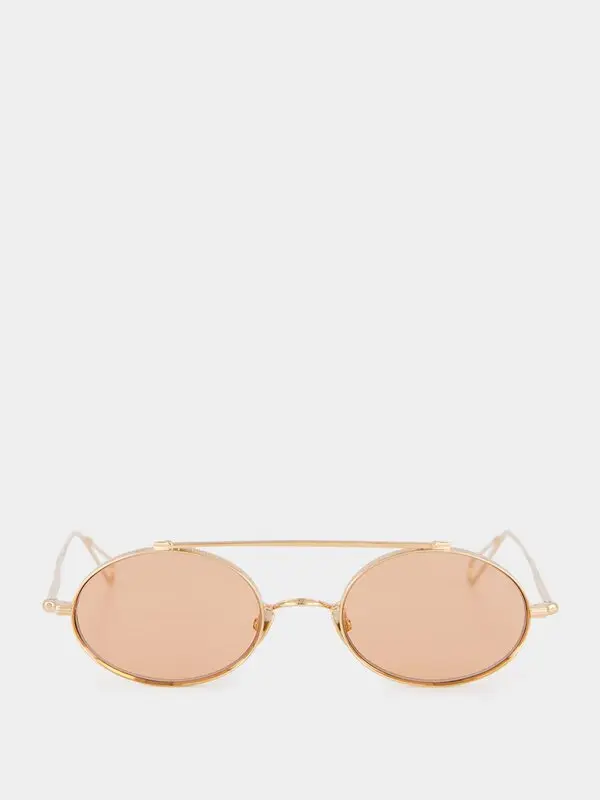 AHLEM Peony Gold Turbigo Oval Sunglasses - Orange