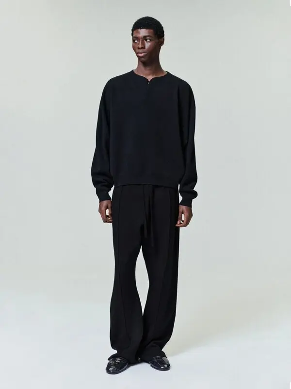 Fear Of God Merino Wool Knit Henley Sweater - Black