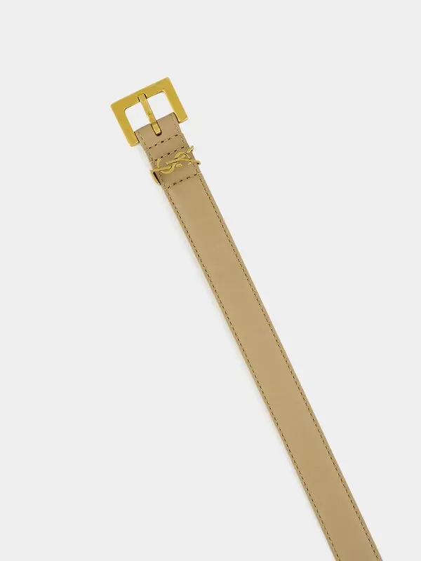 Saint Laurent Cassandre Thin Leather Belt
