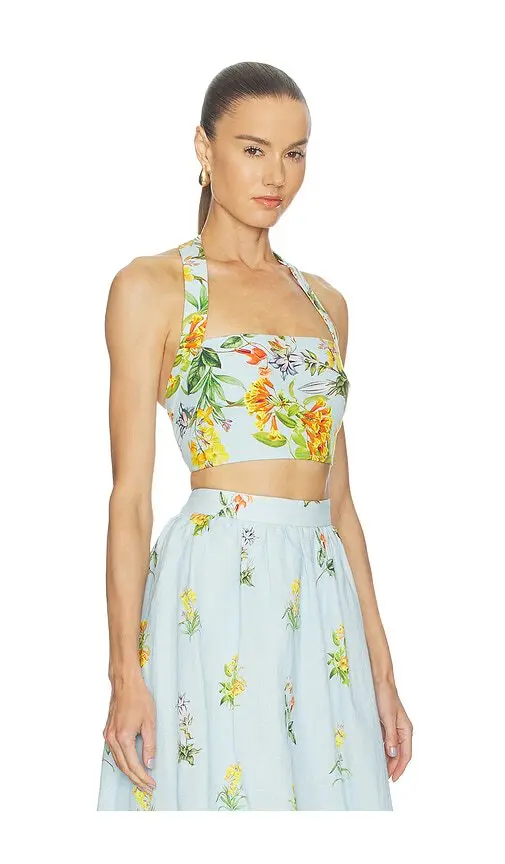 Hemant & Nandita Cropped Floral Halter Top - Blue