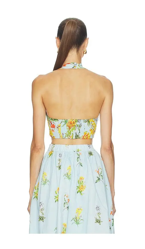 Hemant & Nandita Cropped Floral Halter Top - Blue