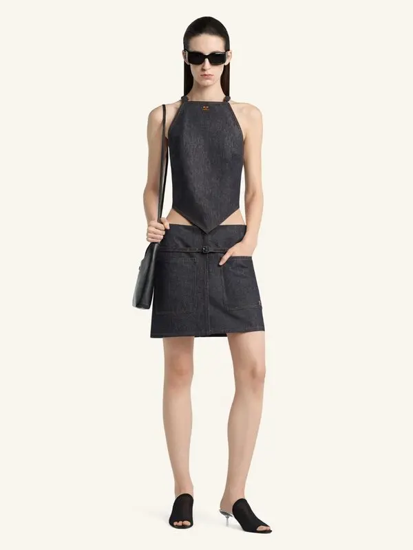 COURREGES Brut Pointy Denim Tank Top - Grey