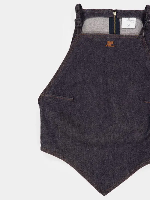 COURREGES Brut Pointy Denim Tank Top - Grey