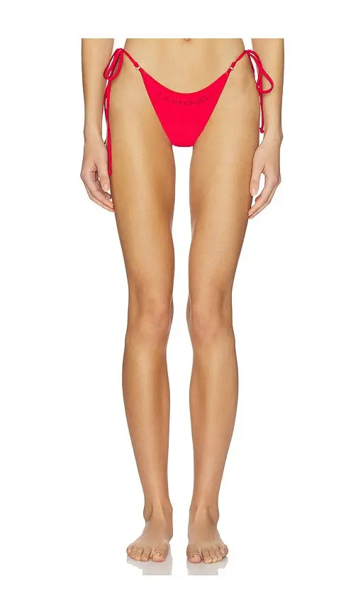 Frankies Bikinis X Jennie Mackenzie Beaded Satin Bikini Bottom - Classic Red