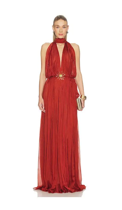 DEME BY GABRIELLA The Melania Pleated Halterneck Gown