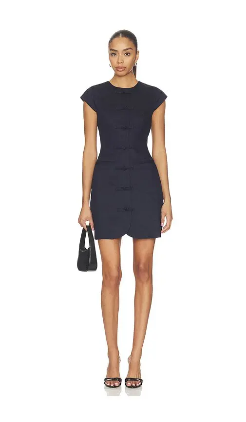 ALIGNE Jennie Linen Mix Dress - Navy